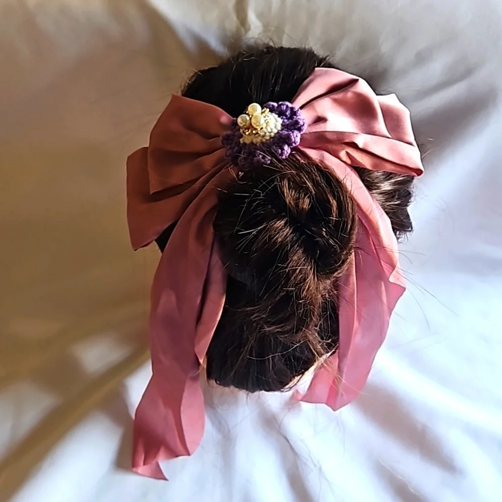 Hand Crafted | Accessories | Handmade Coquette Hair Bow Clip Crochet ...